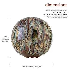 Alpine Corporation 10" Tall Indoor/Outdoor Glazed Ceramic Gazing Globe Yard Decoration