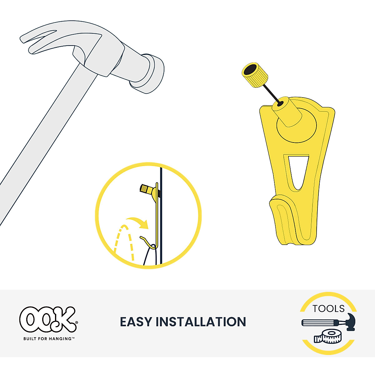 OOK 50615 Professional Picture Hangers, Art Hangers, Padded, Brass, Reusable Picture Hooks, 20lb (15 set)