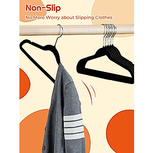 HOUSE DAY Kids Velvet Hangers 50 Pack, Durable Big Kids Hangers 14 Inch Hangers for Youth, Non Slip Kids Felt Hangers, Cute Childrens Hangers for Closet, Kids Black Hangers