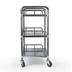 DNYSYSJ 3 Layers Cart Trolley, 3 Layers Lab Utility Cart Trolley Lab Clinic Serving Cart with Lockable Wheel Stainless Steel Frame for Lab Clinic Beauty Salon