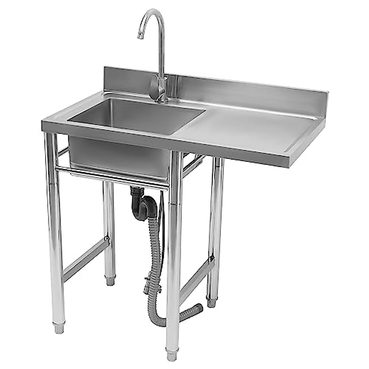 1 Compartment Stainless Steel Kitchen Sink，Free Standing Single Bowl Commercial Sink，for Outdoor Indoor, Kitchen,Garage, Restaurant,Laundry/Utility Room(35.4" W x 21.2" D x 39.3" H)