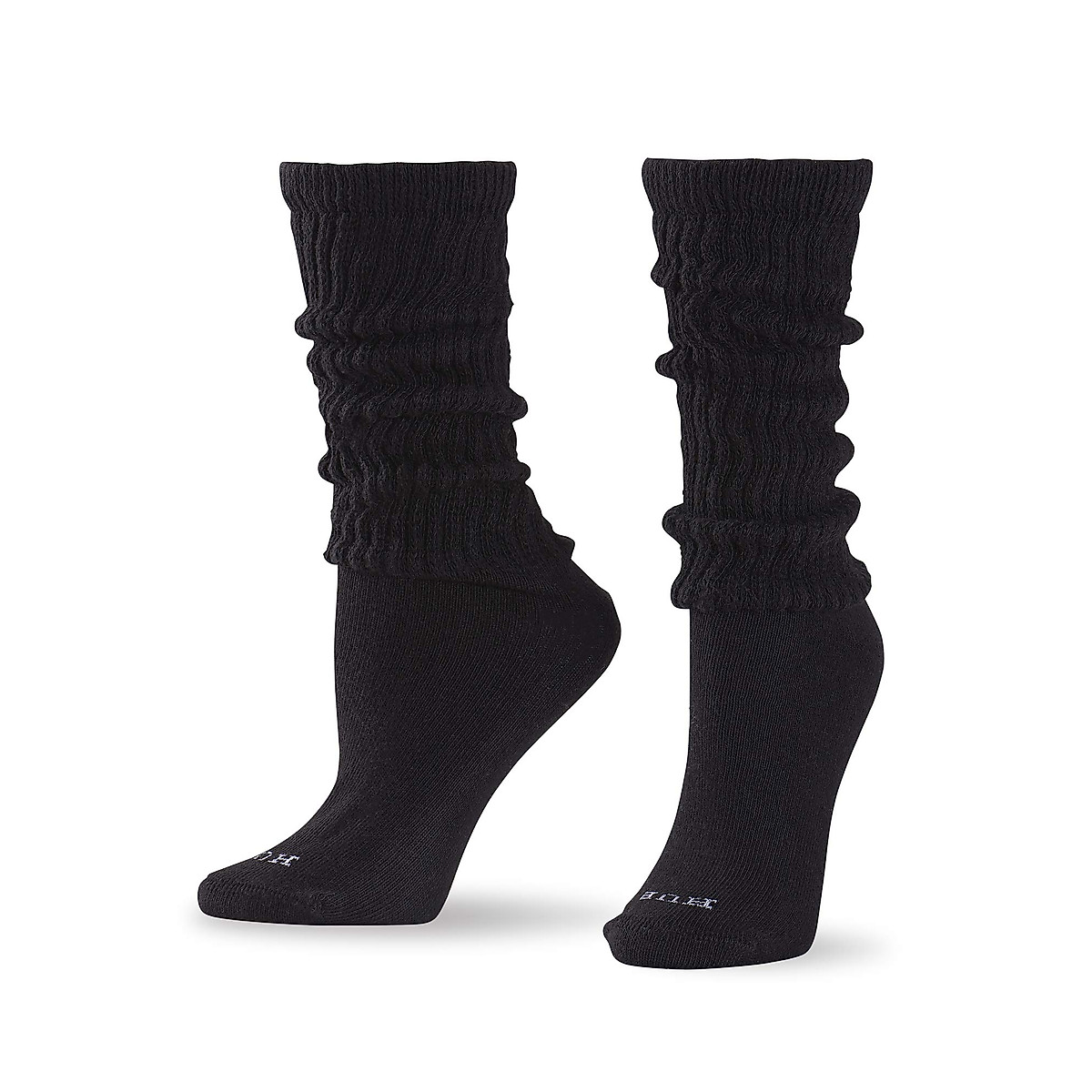 HUE Women's Slouch Socks 3 Pair Pack, White/Light Charcoal Heather/Black, One Size