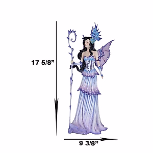 Ebros Large Amy Brown Spring Season Purple Lavender Fairy Holding Curling Magical Staff Statue 17.75" Tall Fantasy Mythical Faery Garden Magic Collectible Figurine Fairies Pixies Nymphs Decor