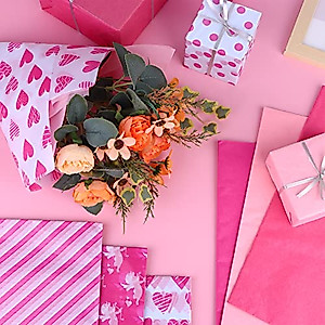 Kavoc 60 Sheets Huge Size Valentines Day Tissue Bulk, 20 x 30 inch Hot Pink Rose Red Love Heart Cupid Tissue Paper for Gift Wrapping, Gift Bags, Valentine's Day, Mother Plot, Birthday Party