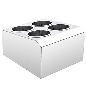 Gdrasuya10 Stainless Steel Utensil Holder Utensil Caddy, 4-Hole Kitchen Utensil Holder for Countertop to Organize Spoons Knives Forks, 10.51 x 12.2 x 7.68in