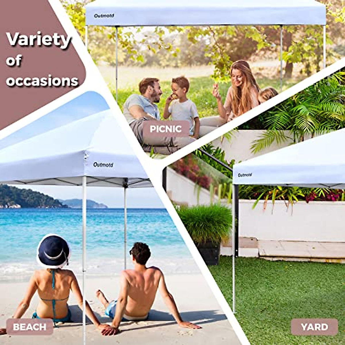 Outmotd 10ft x 10ft Slant Leg pop up Tent with Carrybag, Ground Stakes, Ropes, Outdoor Canopies Instant Party Gazebo