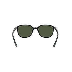 Ray-Ban RB2193 Leonard Square Sunglasses, Black/G-15 Green, 53 mm