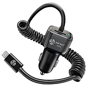iPhone Car Charger,32W Car Charger iPhone [Apple MFi C94 Certified] Fast Charging Adapter with 6.5ft Coiled Lightning Cable for Apple iPhone 14/13/12/11/Xs/XS Max/XR/X/8/7/6s/6 Plus,iPad & More