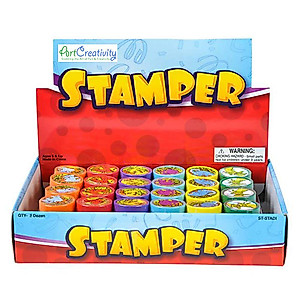 ArtCreativity Dinosaur Stampers for Kids, Pack of 24, Pre-Inked Dino Stampers for Children, Dinosaur Birthday Party Supplies and Favors, Piñata Fillers, Arts n Crafts, Assignment Stamps for Teachers
