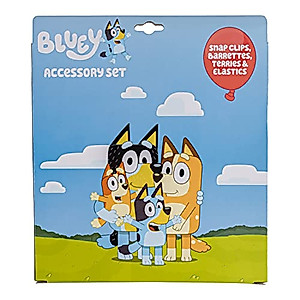 Luv Her Bluey Girls 20 Piece Accessory Set with 3 Barrettes, 4 Snap Hair Clips, 5 Elastics and 8 Terry Ponies- Ages 3+