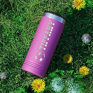 Personalized Soccer Ball Tumbler with Lid Laser Engraved on Blush 22 oz Stainless Steel Insulated Cup Birthday Gift for Men, Women, Sports Lover