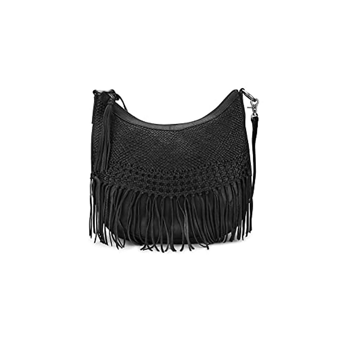 Frye Melissa Woven Large Scooped Hobo, Black