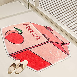 Cute Peach Rug for Bathroom,Pink Bath Rugs,Fruit Bathroom Rug,Cartoon Pink Bathroom Decor,Peach Milk Soft Bath Rugs for Carpet Doormat for Living Room,Non Slip Backing Mat,29.5"x23.6"