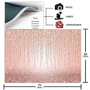 Avezano Rose Gold Glitter Backdrop for Girl Birthday Party Sweet 16 Photoshoot Rose Gold Shiny Glittering Bokeh Parties Events Decorations Newborn Portrait Photo Booth Photography Background (7x5ft)
