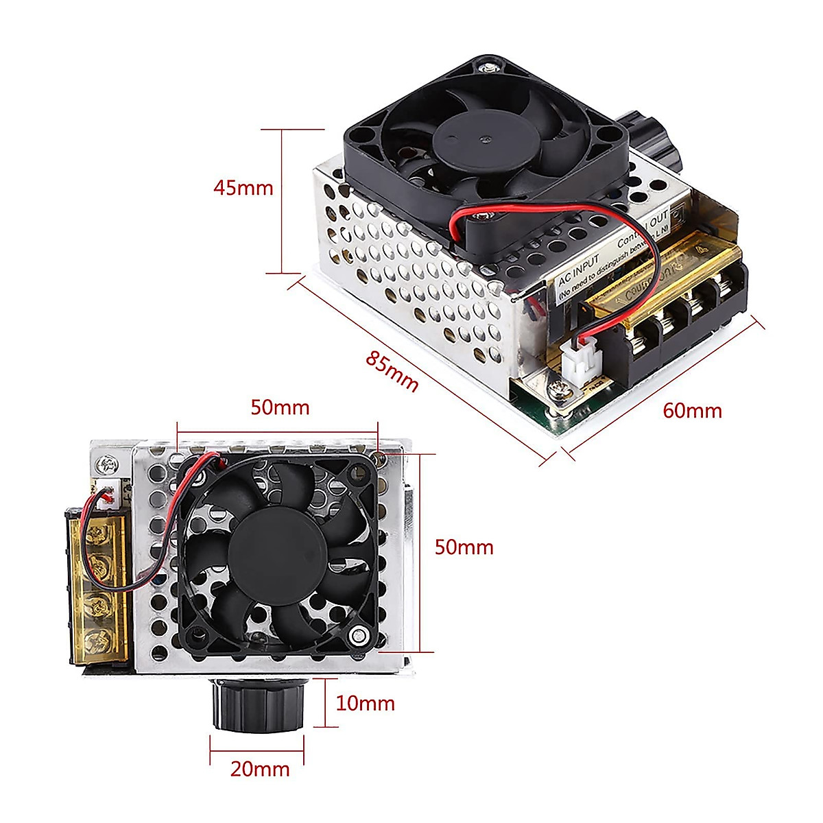 SCR Electric Voltage Regulator Dimmer Temperature Controller Motor Speed Controlling Module Board With Cooling Fan (110V AC 4000W )