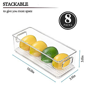 Set of 8 Pantry Organizers - Perfect Kitchen Organization or Pantry Storage - Organizers for Freezers, Countertops and Cabinets - BPA Free Clear Plastic Pantry Storage Racks
