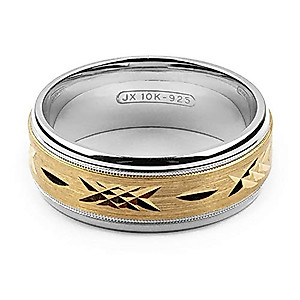 Alain Raphael two-tone sterling silver & 10K yellow gold 8 millimeters wide wedding band ring
