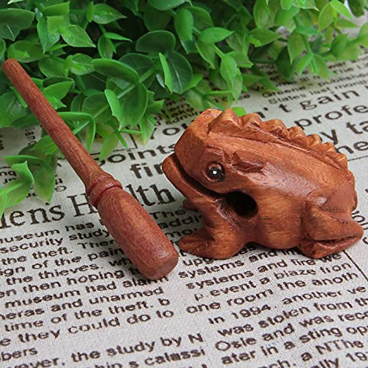 Acxico 1Pcs Thailand Craft Wooden Lucky Frog Croaking Musical Instrument Home Office Decor