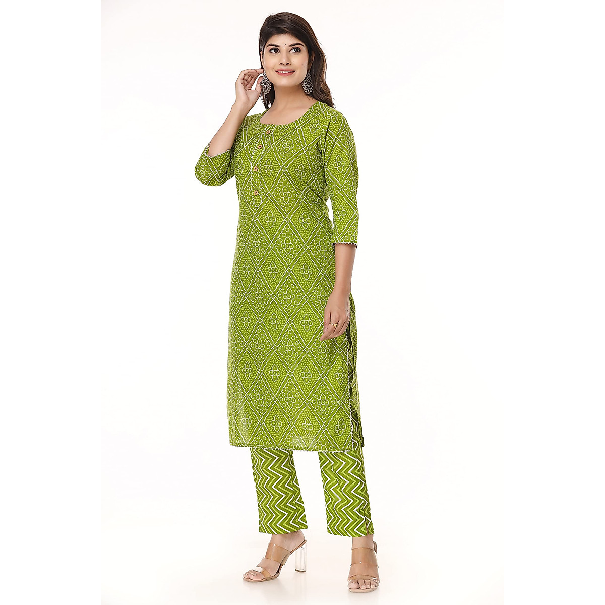 Vihaan Impex Indian Green Kurti Set for Women with matching Pant