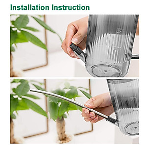 Long Spout Watering Can Indoor, Small Watering Cans for House Plants, Flowers, Succulents, 34oz (Grey)