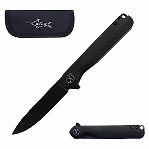 XIPHIAS Flipper Folding Pocket knife, D2 Blade G10 Handle XBJ2201 (Black)