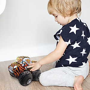 ArtCreativity Safari Plush Monster Truck, 8 Inch Big Monster Truck Stuffed Toy, Cool Animal-Themed Design, Soft Car Toys for Toddlers Car Stuffed Animal, Car Plush for Boys and Girls, Great Gift Idea