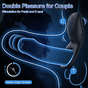 Erocome Vibrating Cock Ring Male Sex Toys with Clitoral Stimulator,Penis Ring Vibrator with 8 Vibration Modes Waterproof Rechargeable Cock Ring Vibrator Adult Sex Toys for Couples Male Masturbator