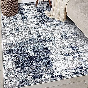 Rugshop Distressed Abstract Area Rug 5' x 7' Blue