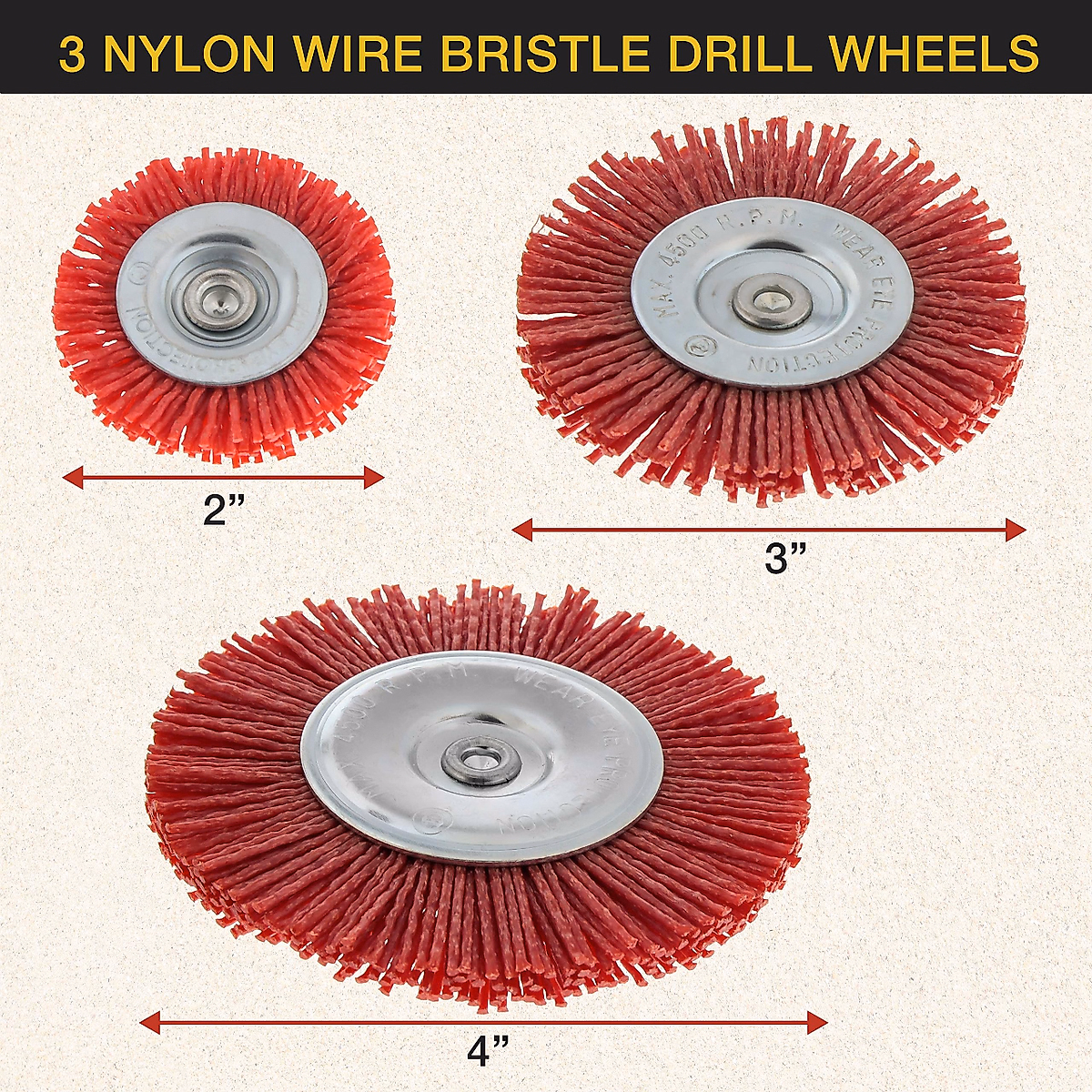 Dura-Gold 6 Piece Abrasive Filament Nylon Wire Bristle Drill Wheel and Cup Brush Set - Coarse Sanding Scuffing, 1/4" Drill Shank - Remove Rust, Corrosion, Paint - Surface Prep Truck Bed Liner Coating