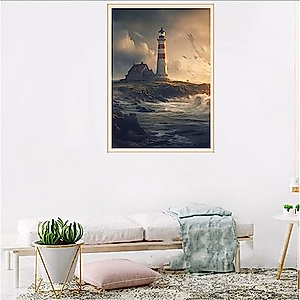 DIY 5D Diamond Art Painting Kit Cartoon Cross Stitch Diamond Art Painting Picture Kit Canvas Diamond Rhinestone Crystal Cross Stitch Embroidery Picture Adult Home Decor Wall Decor (lighthouse)