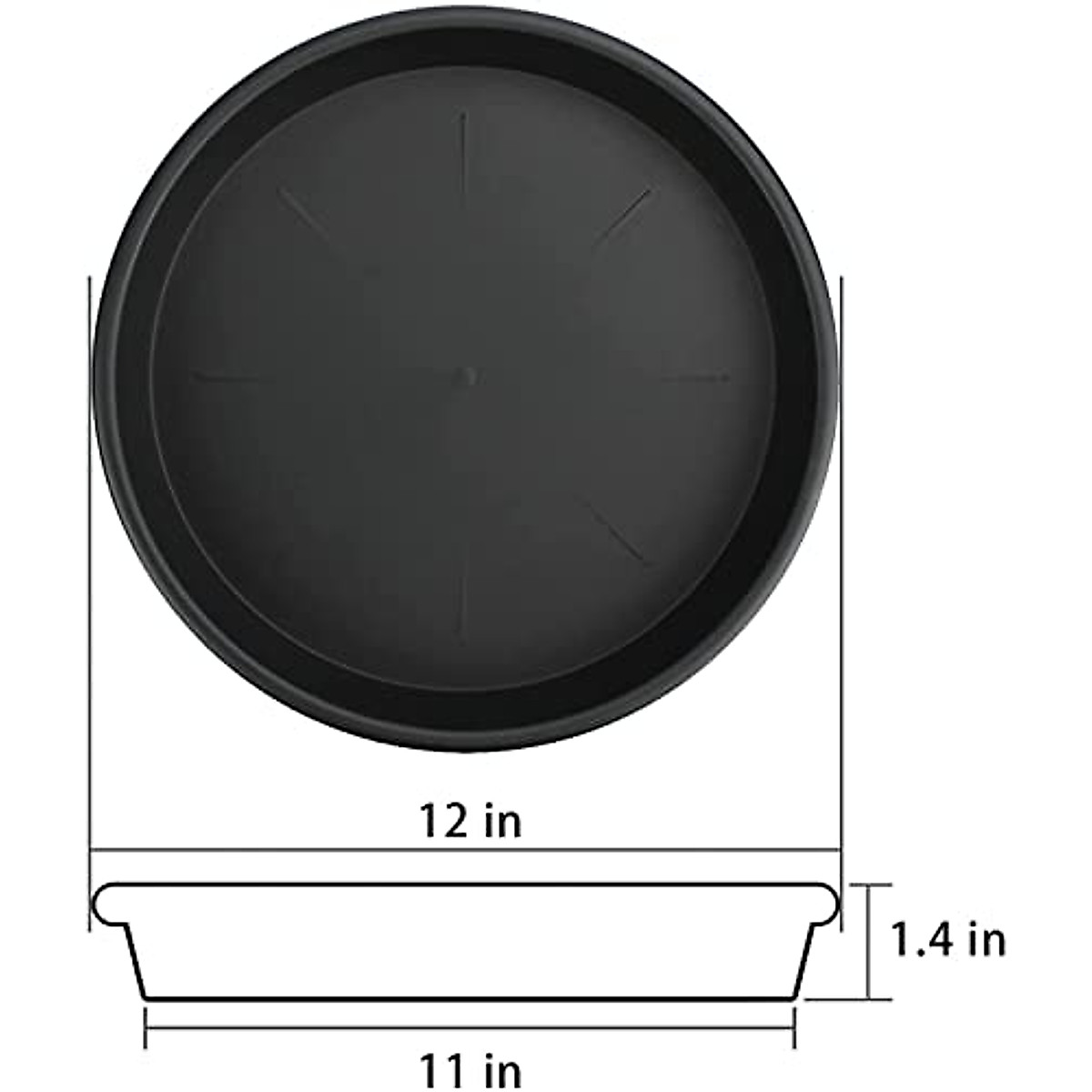 Lechay Black Plant Saucer for Indoors,3 Pack 12inch Plastic Flower Plant Pot Saucer, Plastic Plant Saucer Drip Trays for Indoor and Outdoor Plants(3)