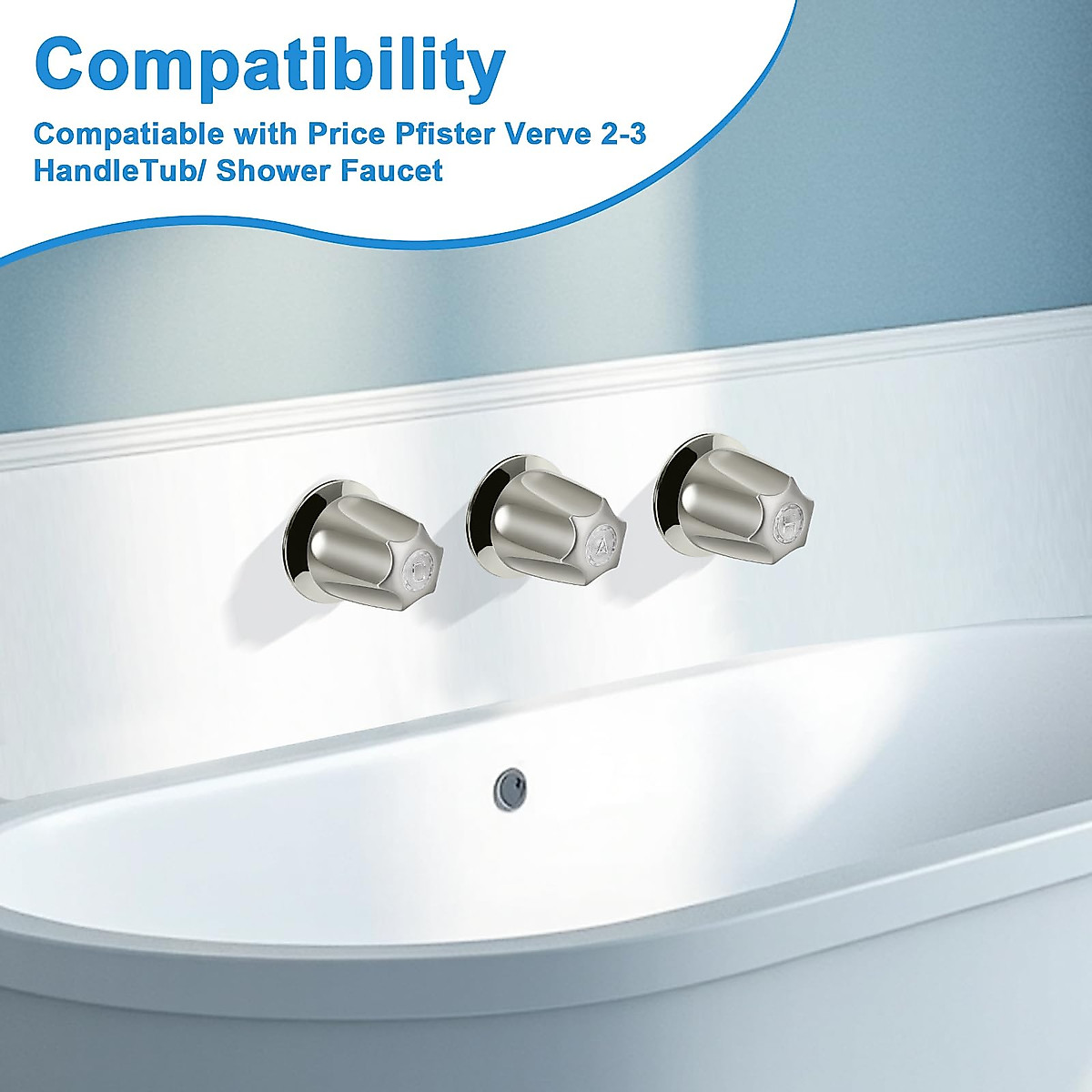 Metal 3 Piece Shower Knob Replacement, Compatible with Price Pfister Verve and Bathtub/Shower Faucet Handle, Include Hot and Cold/Diverter Shower Knob and 3 Screws (Brushed Nickel)