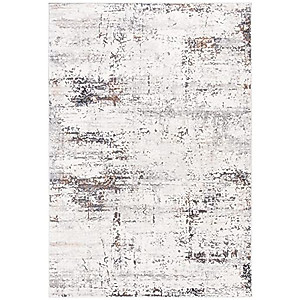 SAFAVIEH Amelia Collection 5'5" x 7'7" Ivory/Grey ALA448A Modern Abstract Non-Shedding Living Room Bedroom Dining Home Office Area Rug