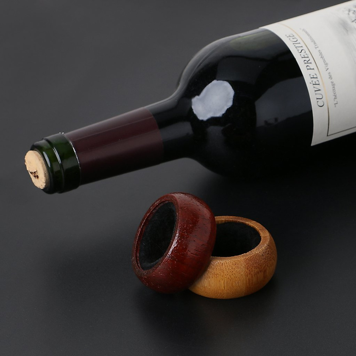XISAOK Wine Bottle Collar - Wooden Red Wine Bottle Drip Collar - Stop Drips Ring Home Bar Accessories