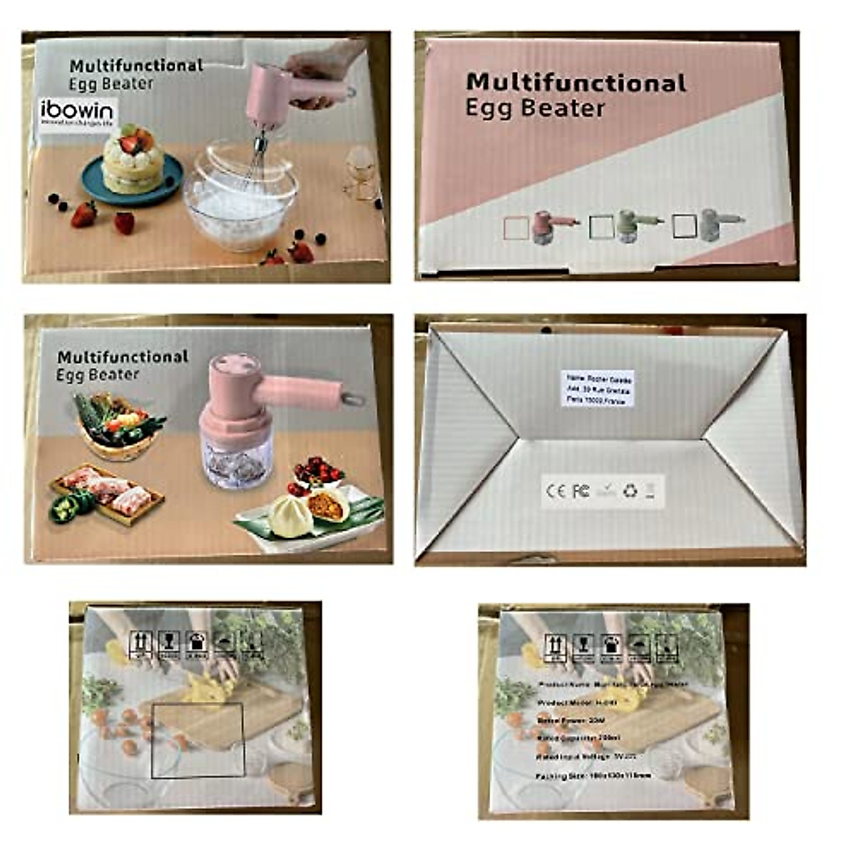 2In1 Hand Blender Garlic Chopper Egg Beater Portable Milk Blender Chili Ginger Crusher Food Cutting Kitchen Tool (Pink)