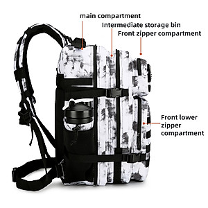 Lovelinks21 45L Tactical Assault Backpack 3 day assault pack with Molle Waterproof backpack Rucksack for Tactical Backpacks (BlackWhite Camo)