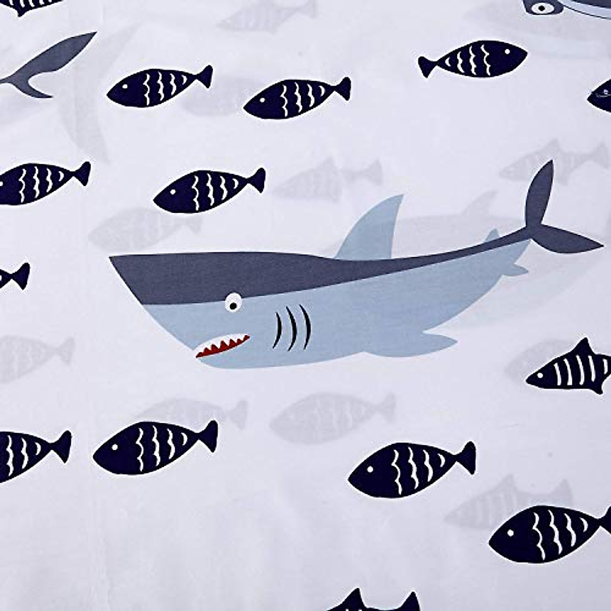 Brandream Crib Sheets Boys Cotton Baby Crib Sheets 2 Packs Toddler Sheets, Coastal Nautical Ocean Shark Fish Pattern, Navy Blue & White