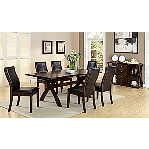Furniture of America Cypress Leatherette Parson Dining Chair, Black, Set of 2