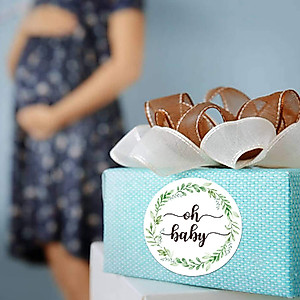 50 Pcs Greenery Baby Shower Thank You Labels, 2 Inch Oh Baby Stickers, Baby Gender Neutral Stickers, Baby Shower Favor Stickers, Thank You Stickers.