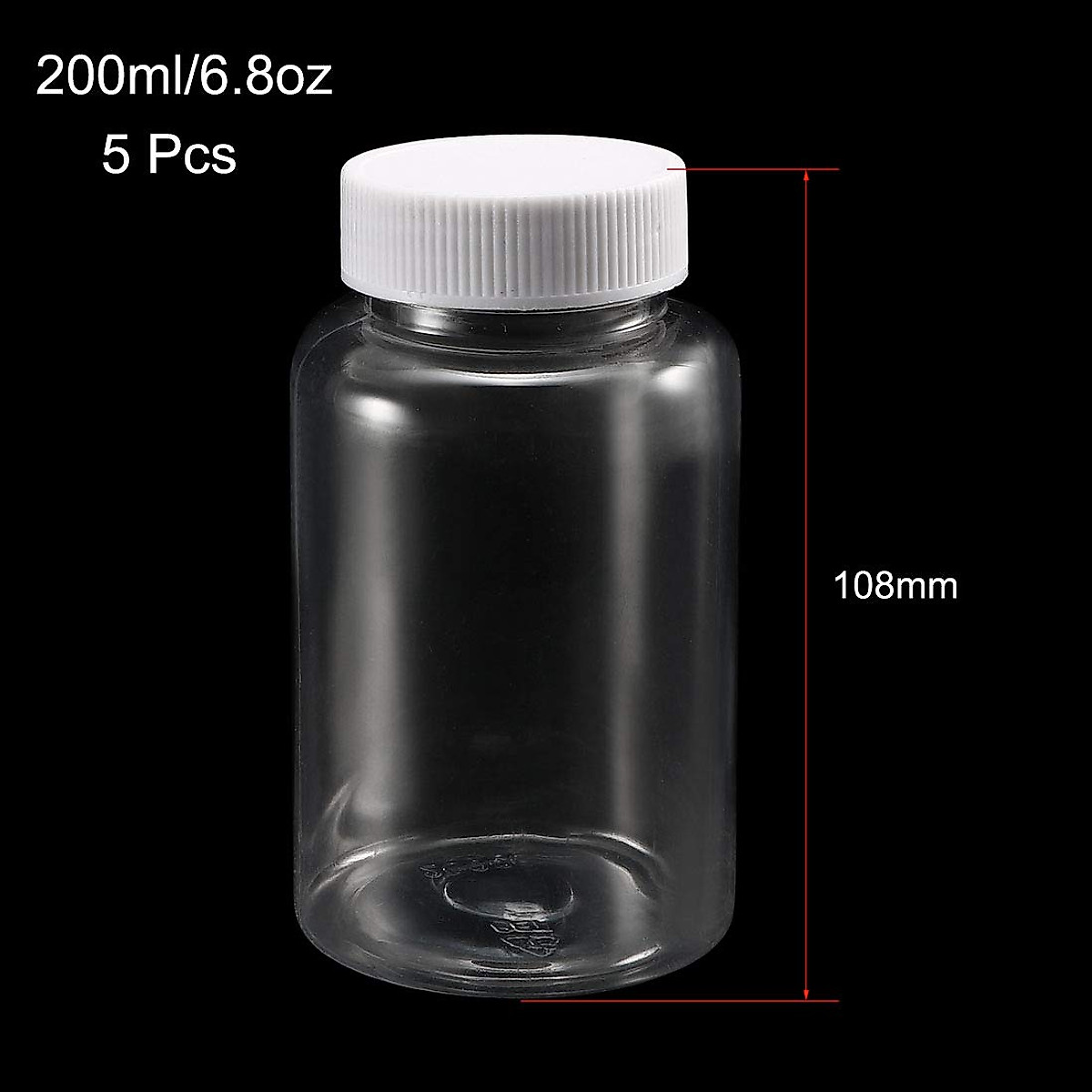 uxcell Plastic Lab Chemical Reagent Bottle 200ml/6.8oz Wide Mouth Sample Sealing Liquid Storage Container 5pcs