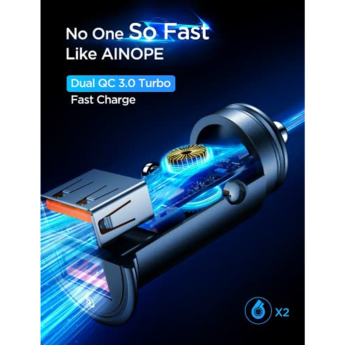USB Car Charger Adapter AINOPE Fast Car Charger Fast Charge Cigarette Lighter USB Charger 36W All Metal Mini Quick Charge Compatible with iPhone 14/13/12/11 pro/11/ x/8, Note 9/20 Galaxy S23/S10/S9