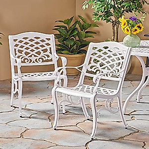 Christopher Knight Home Brody Outdoor White Cast Aluminum Arm Chair (Set of 2)
