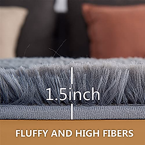 Arbosofe Rugs for Living Room, Area Rug for Bedroom, 8 x 10 Clearance Dark Grey Nursery Room Rug, Large Throw for Playroom Room- Soft, Fluffy, Shaggy Carpets for Kids Room Girls