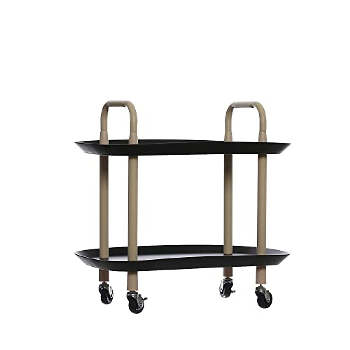 Main + Mesa Modern Plastic and Metal 2-Tier Trolley, Black and Sand