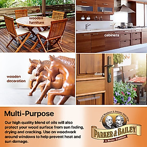 PARKER & BAILEY ORANGE OIL POLISH - Natural Orange Scented Wood Cleaner & Furniture Polish, Cleans, Renews, Restores & Rejuvenates Wood Surfaces, Protects from Drying or Cracking, Shiny Finish, 16oz