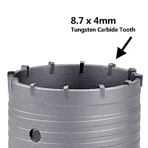 4 inch / 102mm Concrete Hole Saw with 220mm SDS Plus Shank Connecting Rod,GUICGOC Tungsten Carbide Teeth Cement Hole Saw for Cement Brick Concrete Stone Wall (4 inch / 102mm)