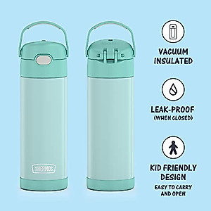 THERMOS FUNTAINER 16 Ounce Stainless Steel Vacuum Insulated Bottle with Wide Spout Lid, Mint
