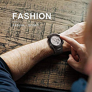 SKMEI MJSCPHBJK Mens Digital Sports Watch, Waterproof LED Screen Large Face Military Watches and Heavy Duty Electronic Simple Army Watch with Alarm, Stopwatch, Luminous Night Light - Black