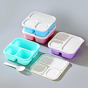 4 Pack Bento Box For Kids, 3 Compartments Bento Snack Box Meal Prep Containers For Adults, Lunchable Container for Kids, Reusable Food Storage Containers Snack Containers for School, Work, Travel