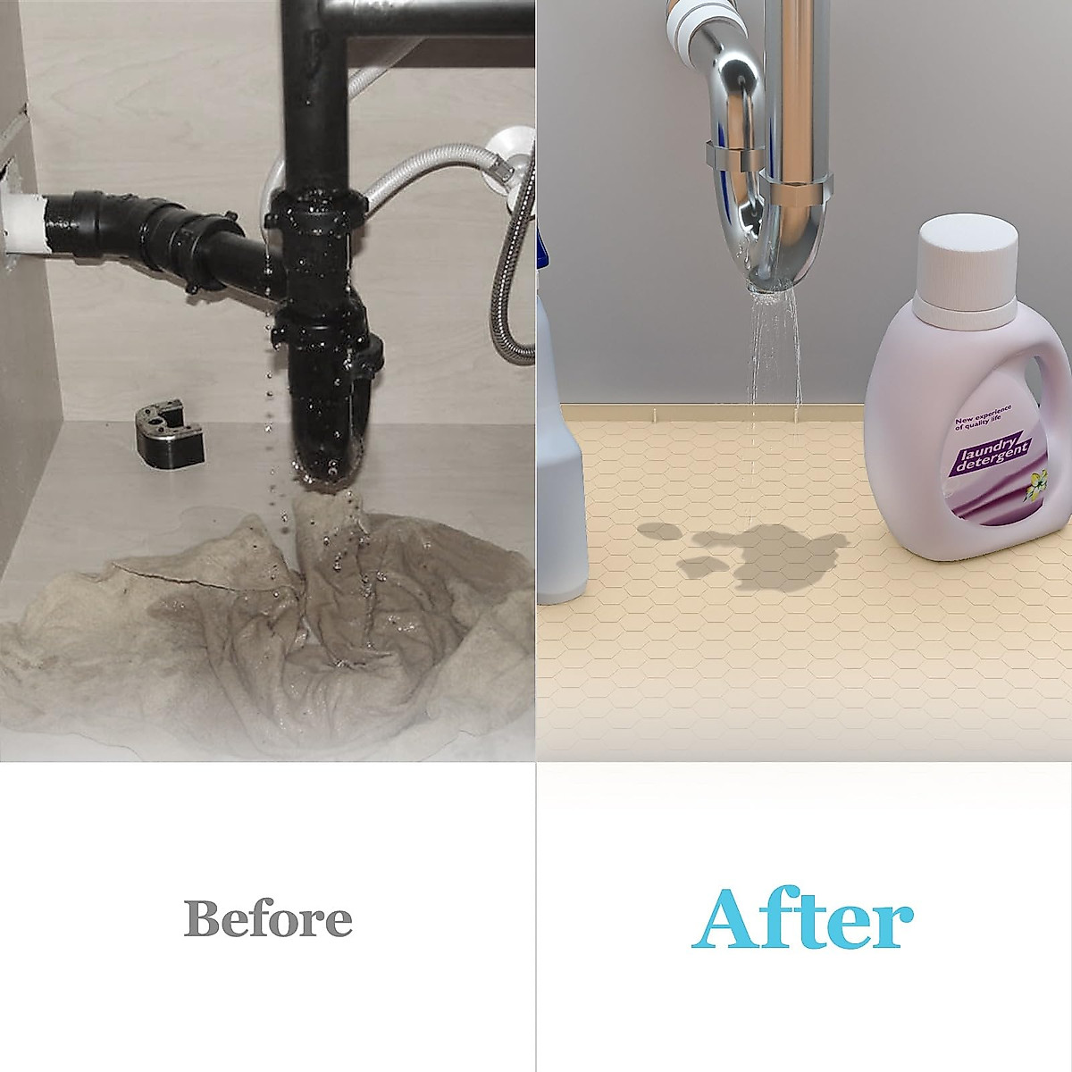 Under Sink Mat, 28'' x 22'' Silicone Under Sink Liner, Waterproof Shelf Liner with Drain Hole, Kitchen Bathroom Cabinet Mats (Beige)